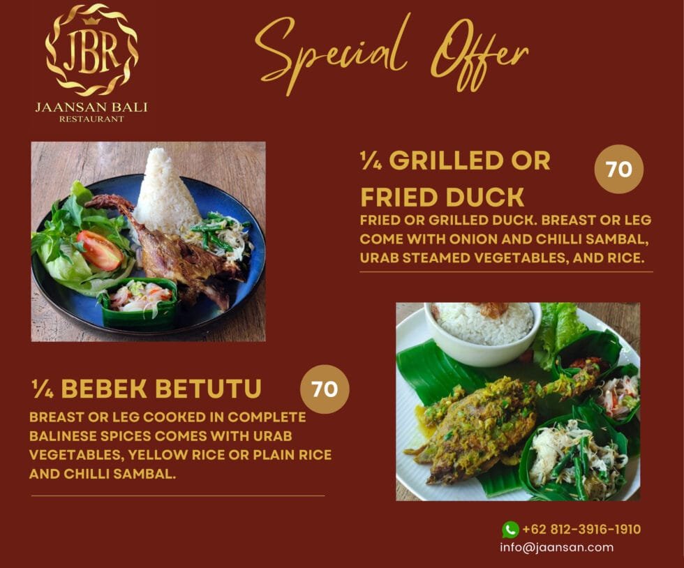 2 Classic Bali Duck Nusa Dua Dishes | Jaansan Bali Resto